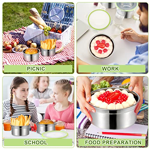 Nuanchu 6 Pieces Stainless Steel Storage Containers Snack Lunchbox Food Container with Lid for Kid Metal Flour Sugar Canister Stackable for Operation Christmas Gift Camping Picnic Soup Salad Leftover