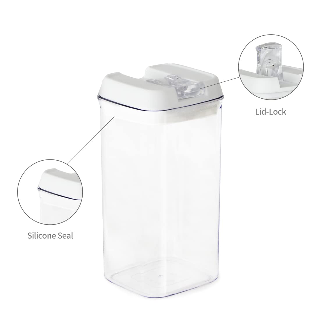 CQT Airtight Food Storage Container 7 Pieces BPA Free Plastic Cereal Containers with Easy Lock Lids, for Kitchen Pantry Organization and Storage, (WHITE)