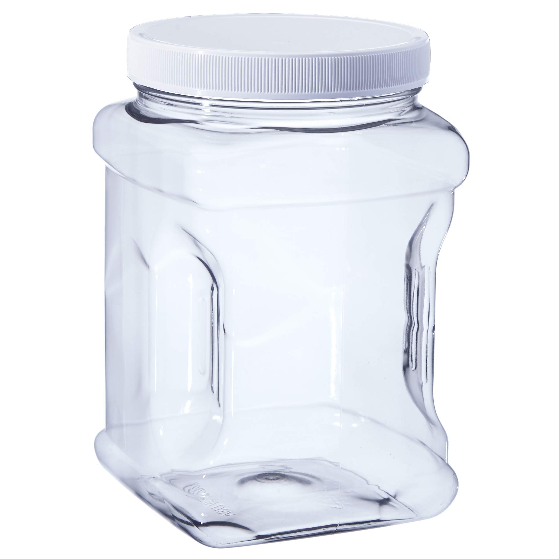 Hudson Exchange 1/2 Gallon Plastic Grip Jar with Cap (6 Pack), Food Grade BPA Free PET, Clear