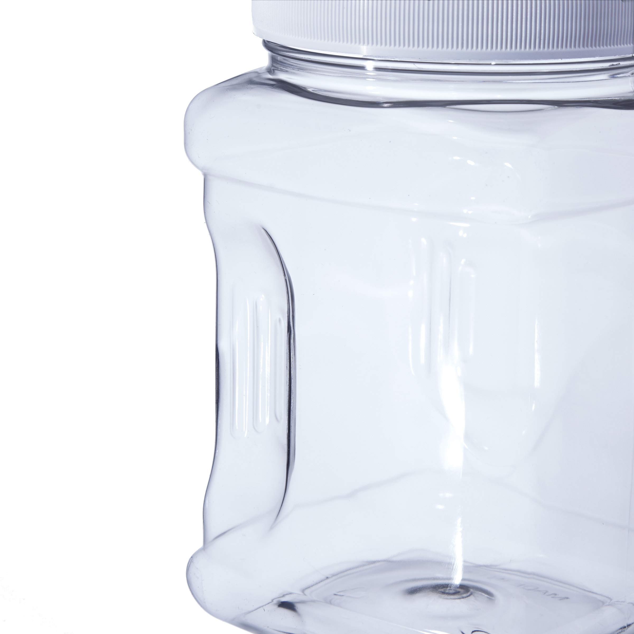 Hudson Exchange 1/2 Gallon Plastic Grip Jar with Cap (6 Pack), Food Grade BPA Free PET, Clear