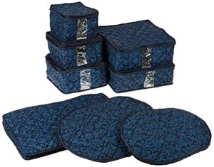 homewear 8-piece hudson damask china storage container set, navy