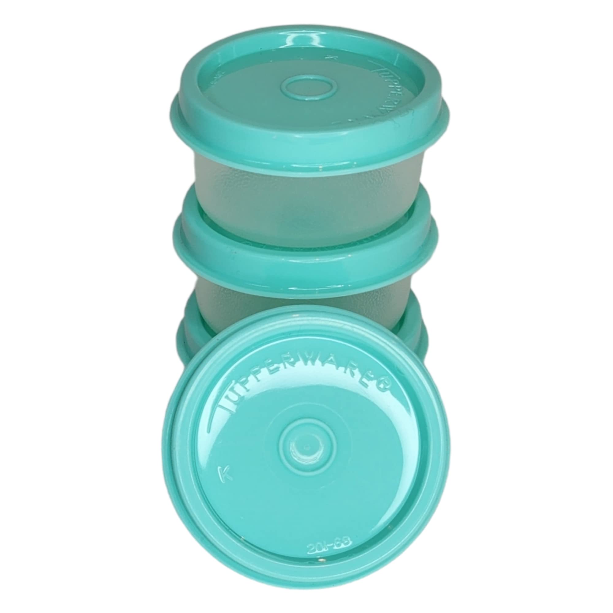 Tupperware Set of 4 Smidgets Tiny 1 oz Containers Sheer with Aqua Lids