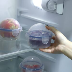 JUXYES Small Fruit and Vegetable Storage Containers With Lid, Plastic Onion Storage Keeper Containers for Fridge, Portable Fruit And Vegetable Savers Storage Containers for Onion Tomato Lemon Apple