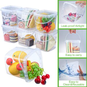 Macarrie 50 Pack 68 oz Square Deli Containers with Lids Clear Plastic Food Storage Containers Airtight Deli Containers with Lids and Handles for Food Prep Freezer Kitchen Restaurant Supplies