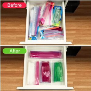 Plutreas Ziplock Bag Storage Organizer, Compatible with Quart Sandwich Snack&Gallon Variety Size Bags (Style A)