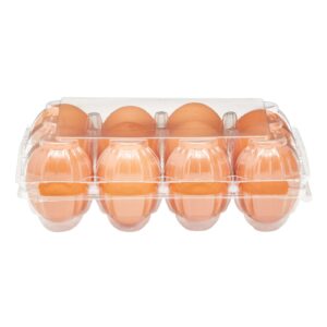 Stockroom Plus 48-Pack Plastic Egg Cartons, Holds 1 Dozen with Date Labels Included, Bulk Pack of Reusable Egg Cartons for Chicken Eggs, Home Ranch, Farm, Commercial Use, Market Display