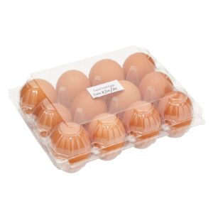 Stockroom Plus 48-Pack Plastic Egg Cartons, Holds 1 Dozen with Date Labels Included, Bulk Pack of Reusable Egg Cartons for Chicken Eggs, Home Ranch, Farm, Commercial Use, Market Display