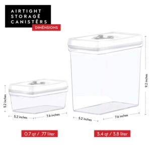 DWËLLZA KITCHEN Large Airtight Food Storage Containers - Clear Plastic Bulk Food Pantry & Kitchen Storage Containers for Flour, Sugar and Baking Supplies 4 Pcs. BPA-Free, Keeps Fresh & Dry (White)