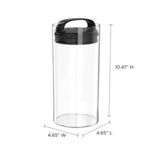 Prepara Evak Fresh Saver, Medium-Tall Airless Canister with Black handle, 2.3 Quart, Clear