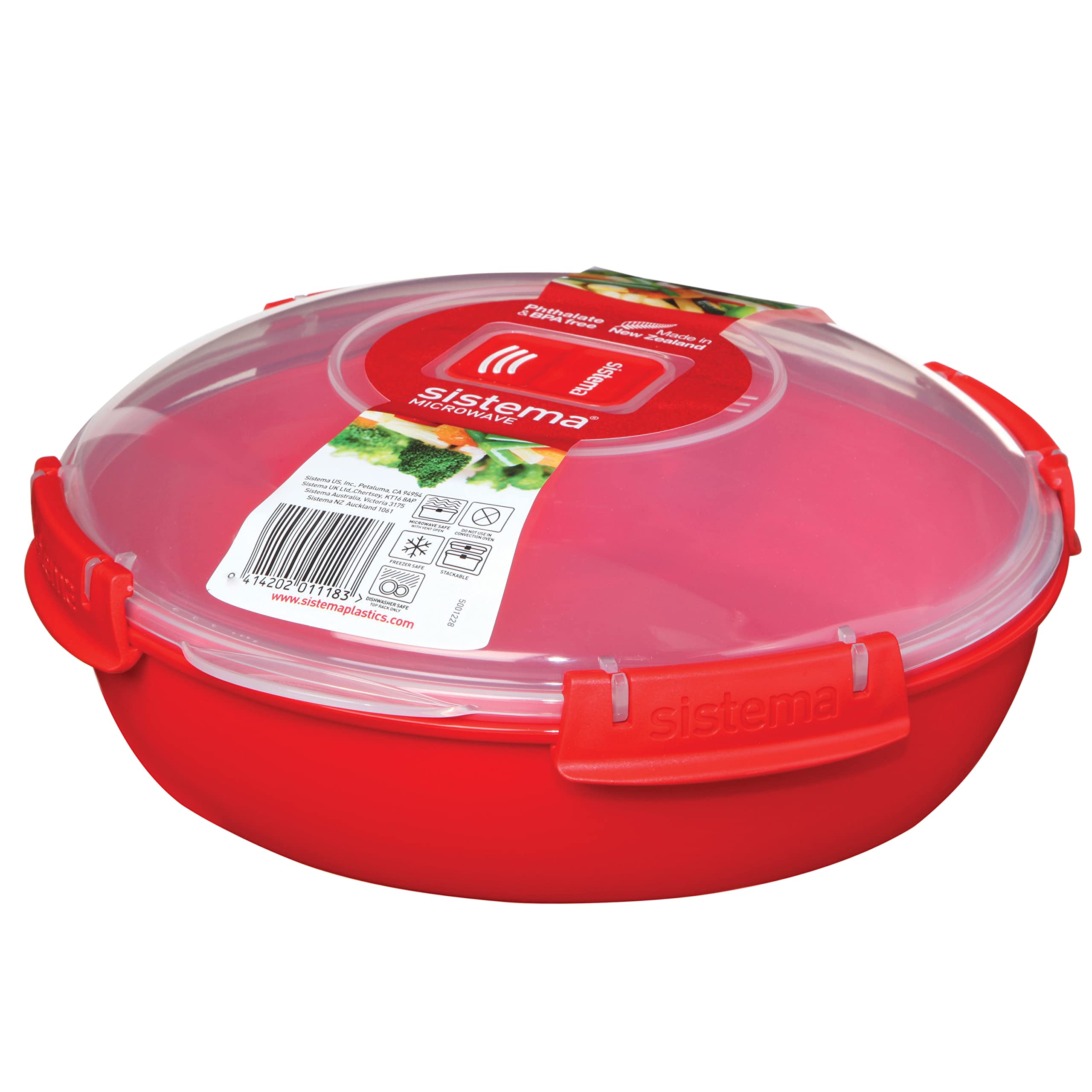 Sistema Microwave Collection, Round Dish, Red, 43.6 Ounce (Pack of 1)