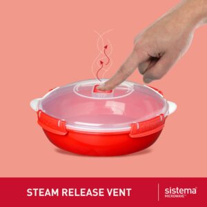 Sistema Microwave Collection, Round Dish, Red, 43.6 Ounce (Pack of 1)