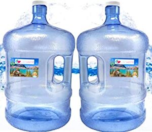 Lavo Home 2 Pack BPA-Free 5 Gallon Ea Plastic Water Bottle Container with Cap & Carrying Handle