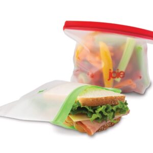 Joie Reusable Food Storage Bags - Reusable Bags for Snacks, Sandwiches, Vegetables and More - Ziptop Containers for Sustainable Living, BPA Free, 8.75” x 7”, 6 Bags