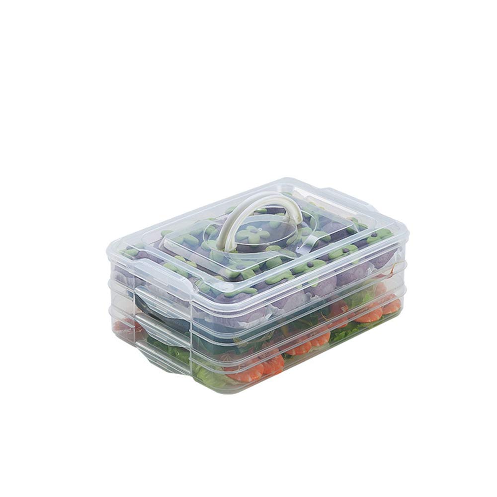 TIAN CHEN Refrigerator Organizer Bins, Plastic Food Storage Containers with Lids, 3-Layer, BPA free, Stackable Food Organizer Keeper for Snack, Vegetables, Meat, Fish (Transparent)