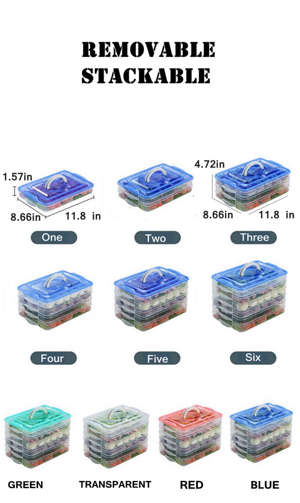 TIAN CHEN Refrigerator Organizer Bins, Plastic Food Storage Containers with Lids, 3-Layer, BPA free, Stackable Food Organizer Keeper for Snack, Vegetables, Meat, Fish (Transparent)