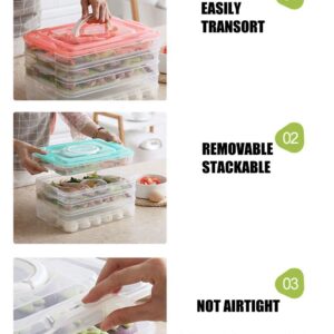 TIAN CHEN Refrigerator Organizer Bins, Plastic Food Storage Containers with Lids, 3-Layer, BPA free, Stackable Food Organizer Keeper for Snack, Vegetables, Meat, Fish (Transparent)