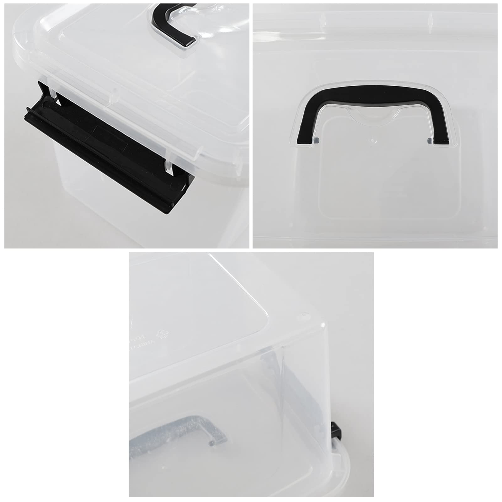 Neadas 6 Quart Clear Plastic latching Storage Boxes with Lids and Handles, 6 Packs