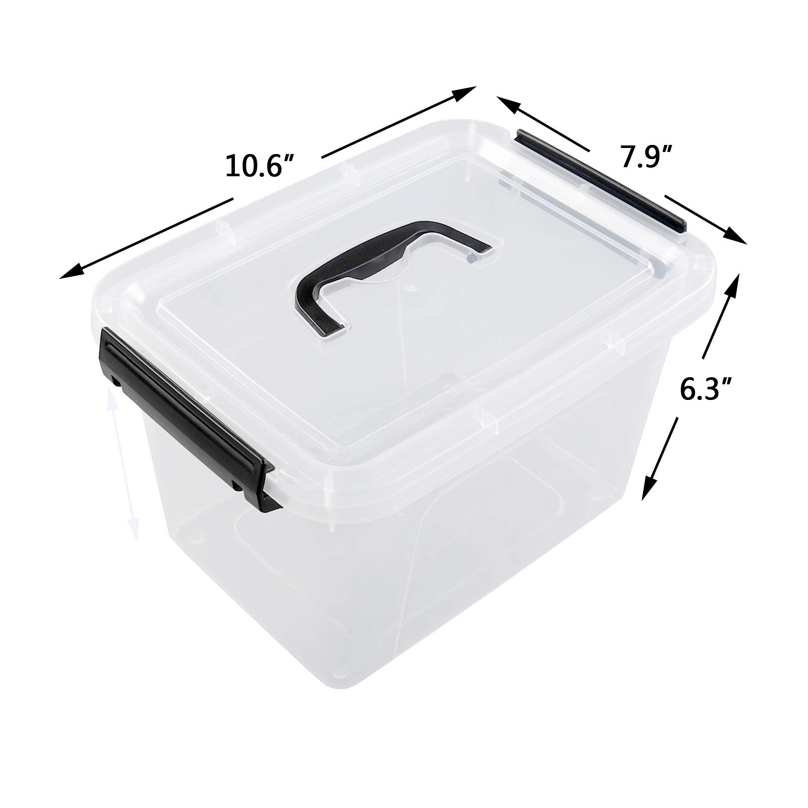 Neadas 6 Quart Clear Plastic latching Storage Boxes with Lids and Handles, 6 Packs