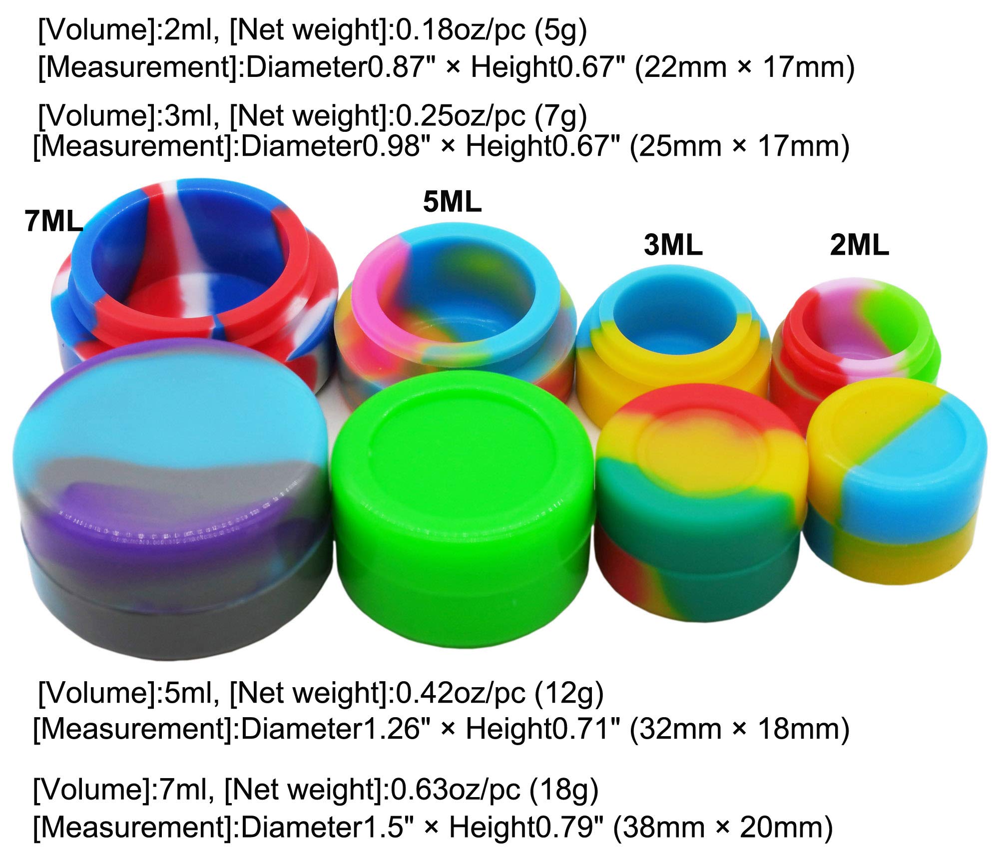 Vitakiwi 2ml 3ml 5ml 7ml Round Silicone Concentrate Containers Multi Use Food Storage Jars with Carving Tool (32PCS)