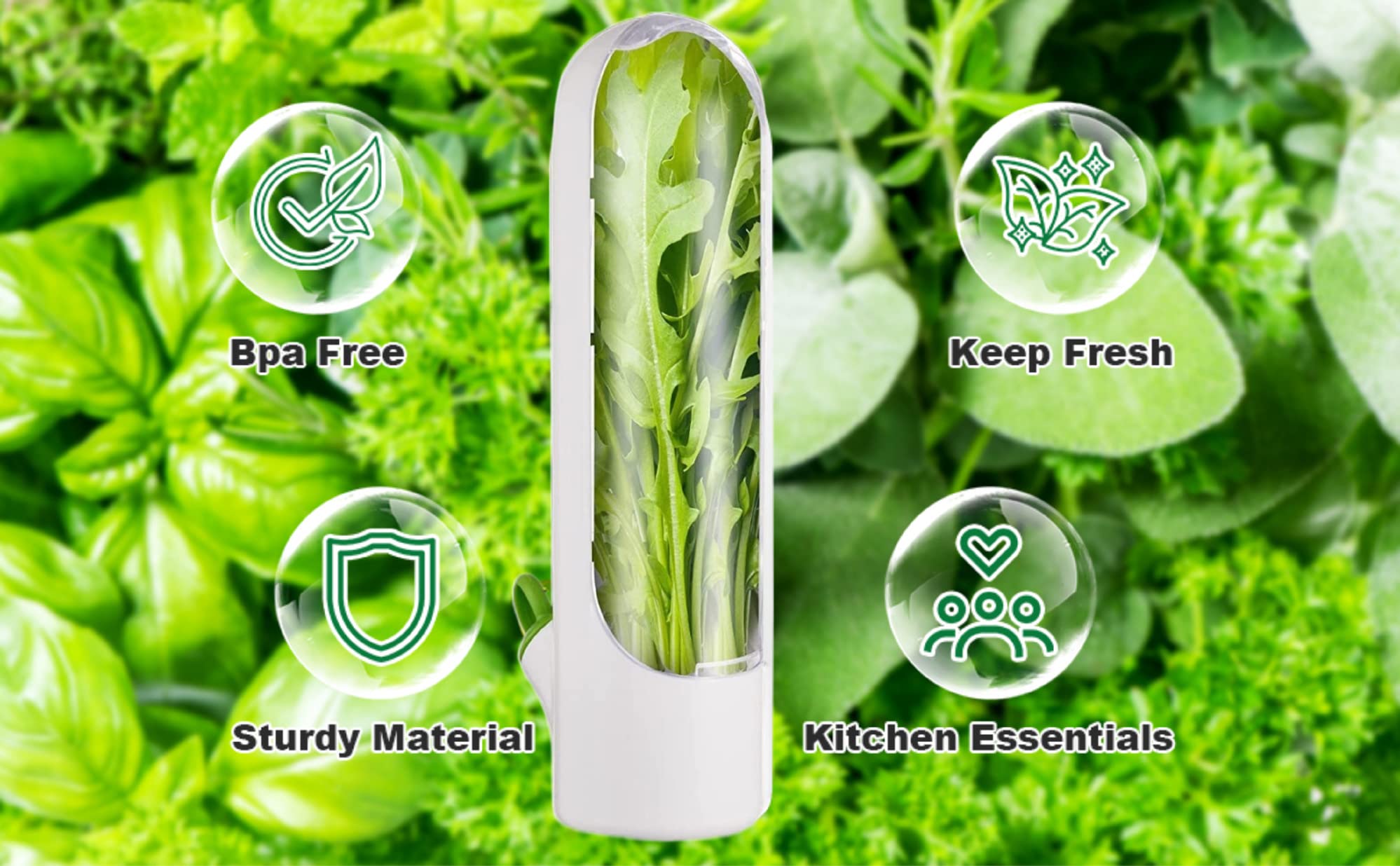 Herb Saver for Refrigerator, Fresh Herb Keeper, Herb Saver Pod Containers, Herb Fresh Keeper for Refrigerator,Herb Storage for Cilantro,Parsley, Asparagus,Keeps Vegetables Fresh for 2-3 Wee（2PCS）