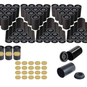 Criativo live 60 Pcs Film Canisters ,35MM Empty Camera Reel Containers, for Rockets, 8 OZ, 2" H, 1" W, Plastic, Films Developing Processing Tube, Roll Case, Small Accessories, Storage (Black60)