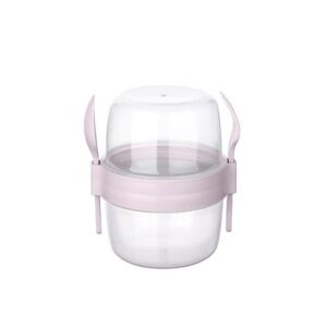 ganoone on the go cups, take and go cup with topping cereal or oatmeal container, portable lux cereal to-go container with top lid granola & fruit compartment (lilac)