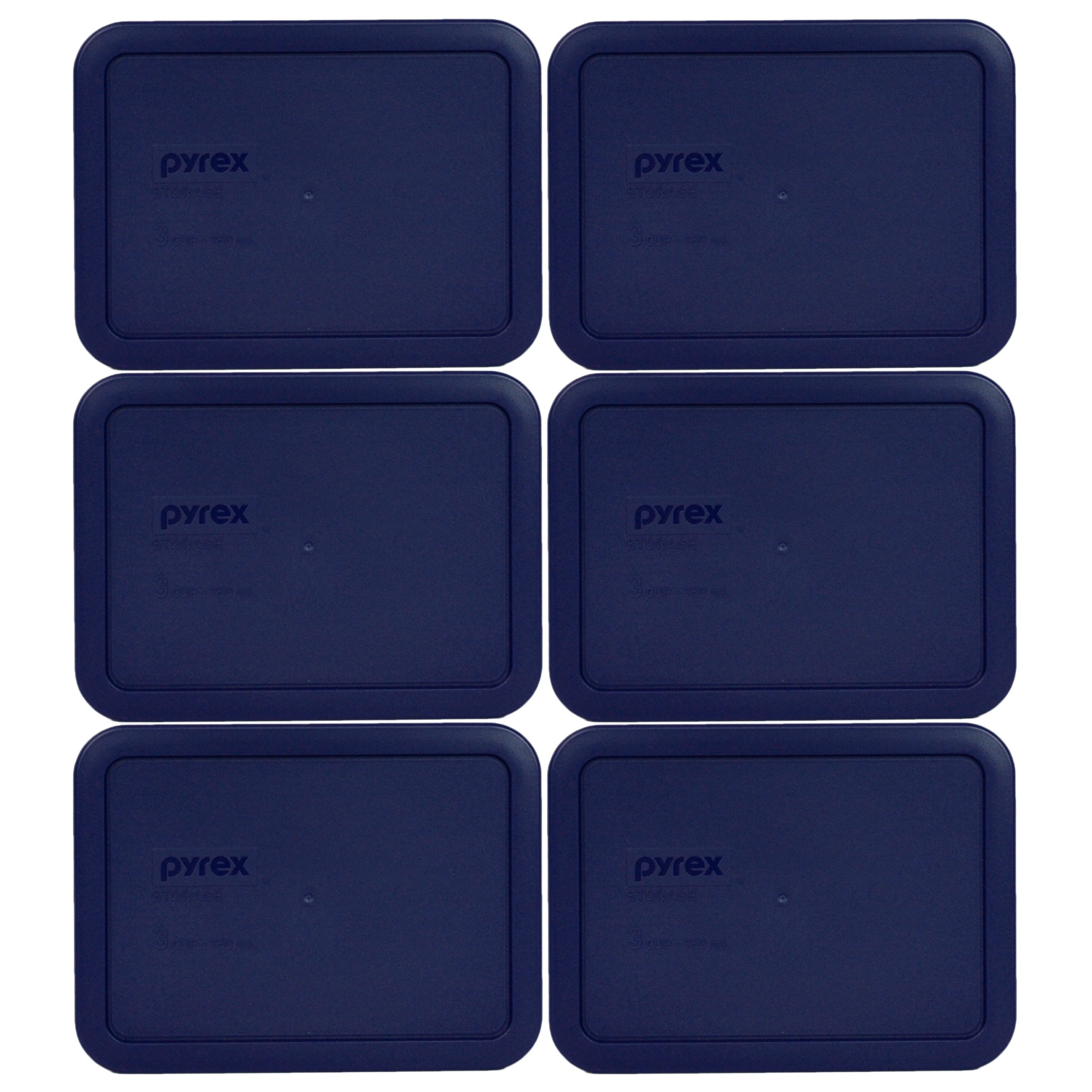 Pyrex Bundle - 6 Items: 7210-PC 3-Cup Blue Plastic Food Storage Lids