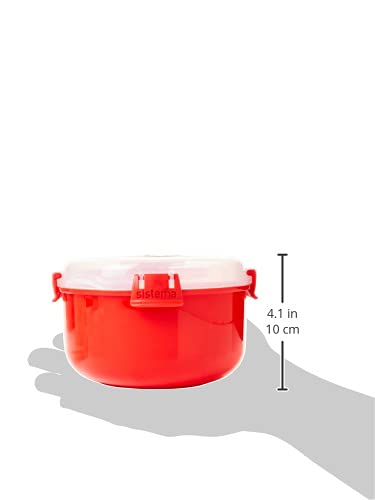 Sistema Microwave Cookware Bowl, Round, 30.9 Ounce/ 3.8 Cup, Red