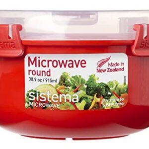 Sistema Microwave Cookware Bowl, Round, 30.9 Ounce/ 3.8 Cup, Red