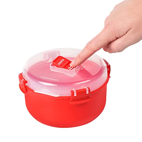 Sistema Microwave Cookware Bowl, Round, 30.9 Ounce/ 3.8 Cup, Red