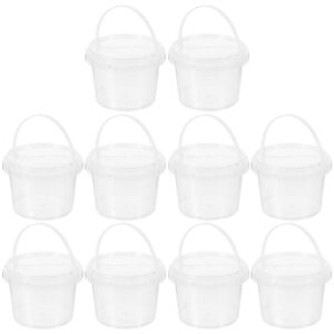 luozzy 10 pcs small clear plastic buckets with lids and handles ice cream buckets airtight food storage bucket with lids for kitchen (0.5 liter)