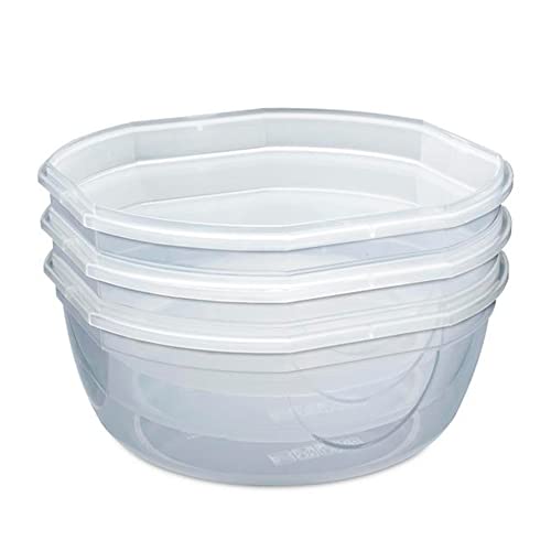 Sterilite Ultra-Seal 8.1 Qt Bowl, Large Airtight Food Storage Container, Latching Lid, Microwave and Dishwasher Safe, Clear With Red Gasket, 4-Pack