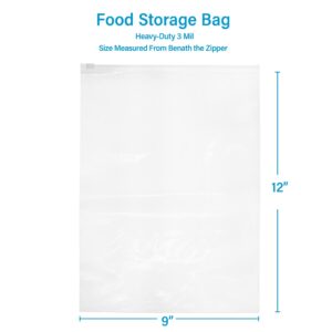 GPI - Slider Zip Food Storage Bags, 9" x 12" 3 Mil Heavy Duty, Strong & Durable For Freezer Storage, 100 Count