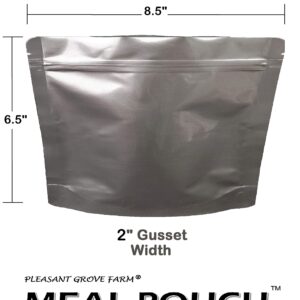 Pleasant Grove Farm 7 Mil Zip Lock Mylar Bags Stand Up Gusseted Pouch (50, MEAL POUCH (SINGLE) 8.5 x 6.5 x 2)