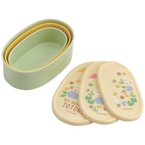 Skater My Neighbor Totoro Food Storage Container with Lids 3pc Set - Authentic Japanese Design - Durable, Dishwasher Safe - Flower Field