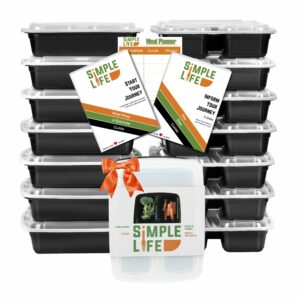 Meal Prep Haven Stackable Reusable 3 Compartment Food Containers with Lids, Set of 7