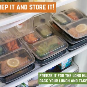 Meal Prep Haven Stackable Reusable 3 Compartment Food Containers with Lids, Set of 7