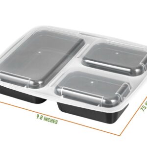 Meal Prep Haven Stackable Reusable 3 Compartment Food Containers with Lids, Set of 7