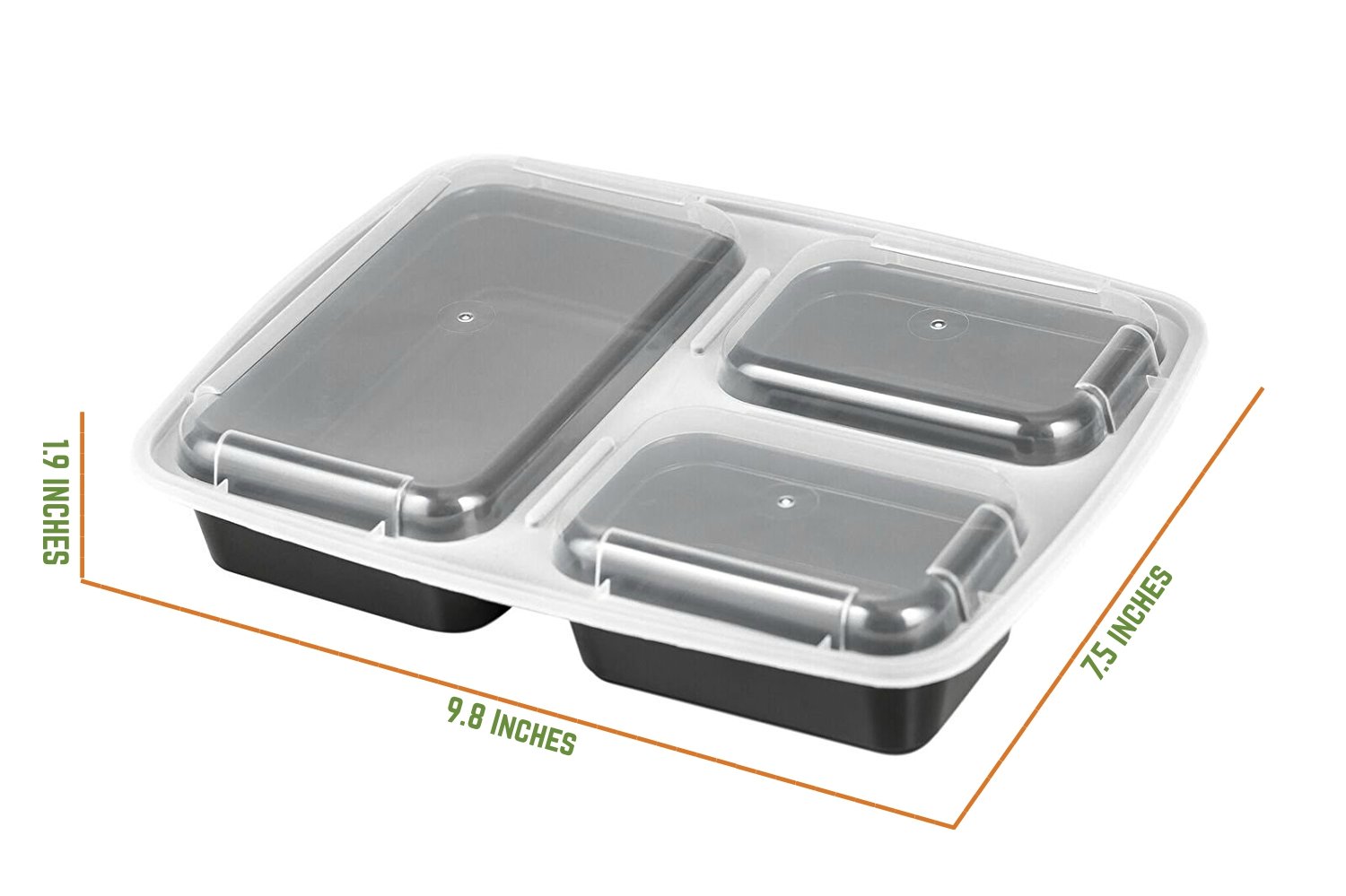 Meal Prep Haven Stackable Reusable 3 Compartment Food Containers with Lids, Set of 7