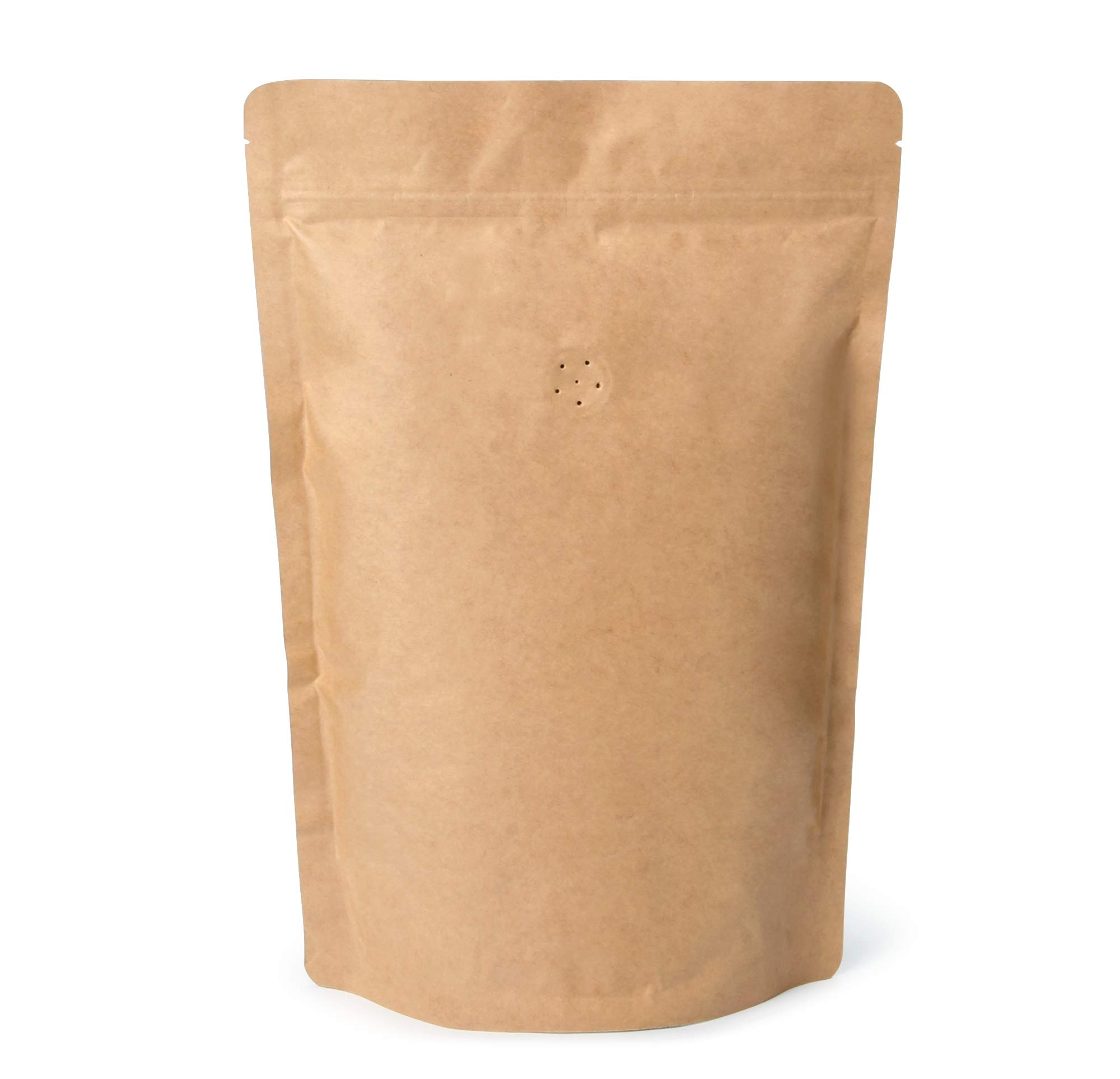 500g 16oz 1lb Kraft Paper Stand up Zipper Pouches Coffee Bags Coffee Pouches with Valve (Pack of 50)