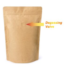 500g 16oz 1lb Kraft Paper Stand up Zipper Pouches Coffee Bags Coffee Pouches with Valve (Pack of 50)