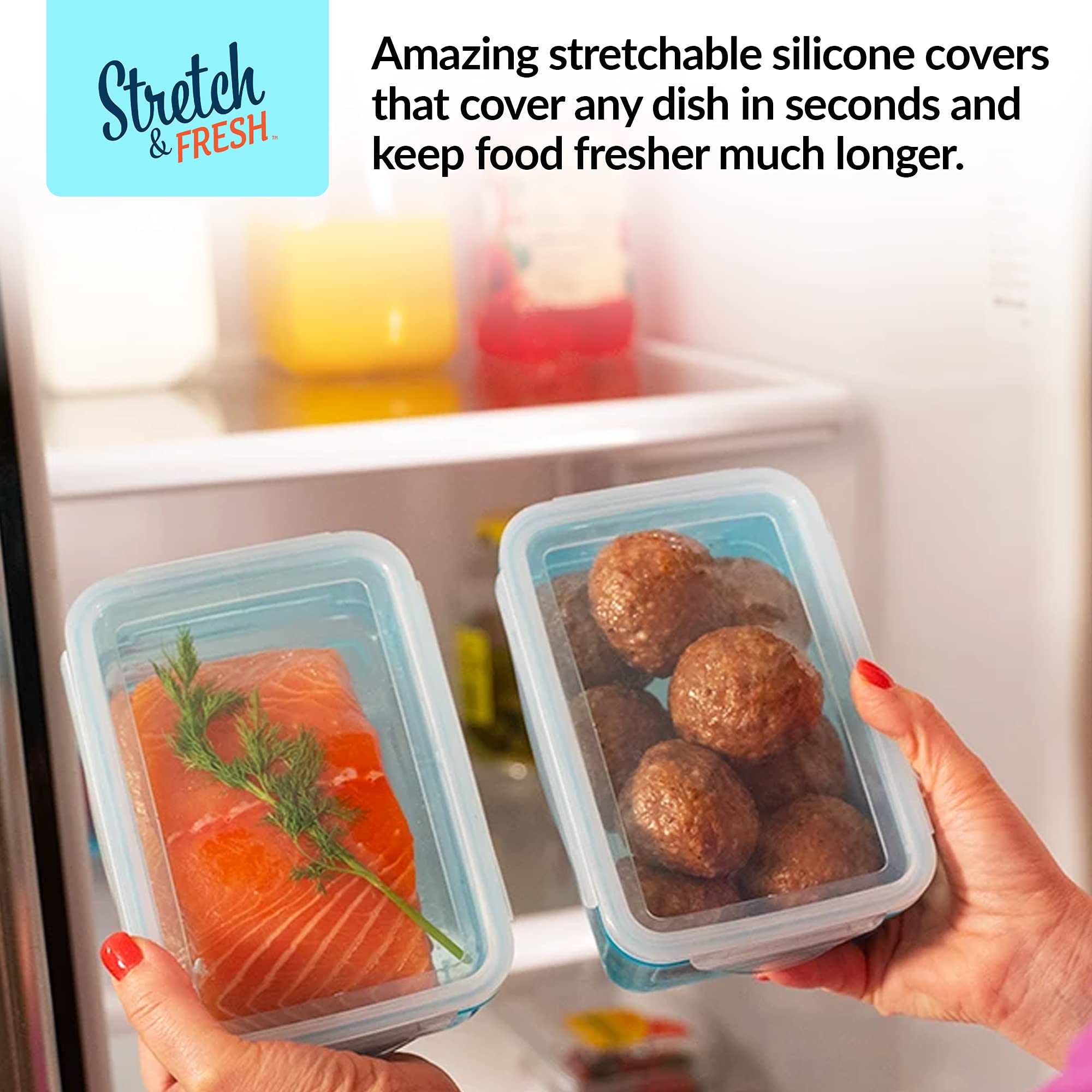 EMSON STRETCH and FRESH Silicone Food Storage Containers Airtight Lids for Solid Food and Leak-Proof for Soups and Sauces, Freezer-Safe BPA-Free Stackable Meal Prep Container As Seen On TV (24)