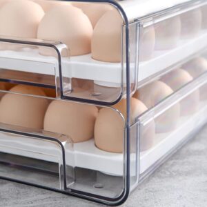 BigTron Egg Container for Refrigerator with Lids 32 Egg Drawer for Refrigerator Reusable Egg Storage Food Fruit Vegetables Meal Fresh Organizer (Clear)