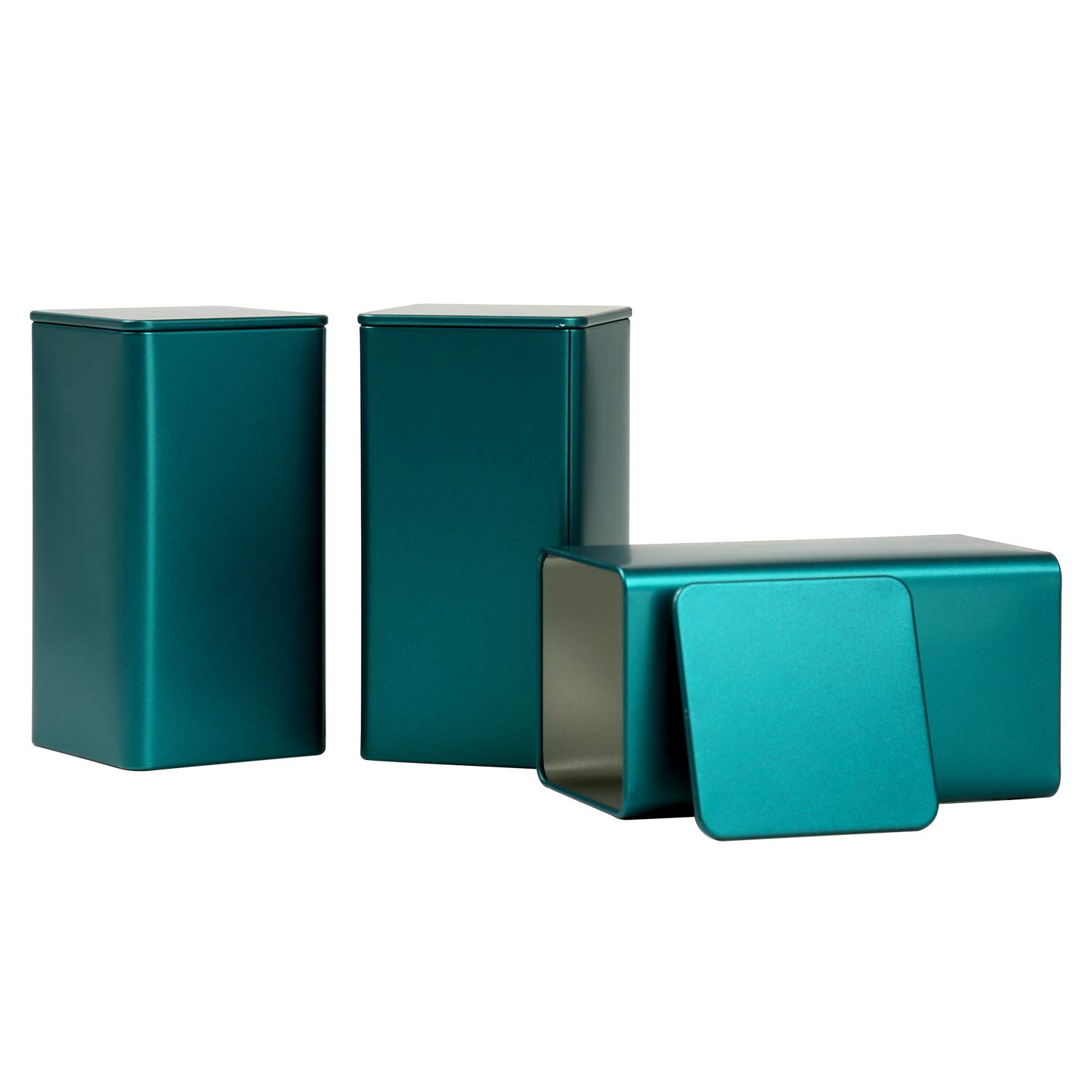 Tianhui Square Tin Can Empty Cube Steel Box Storage Container kit 65mm Series for Treats, Gifts, Favors, Loose Tea, Coffee and Crafts, Emerald Green, 3L