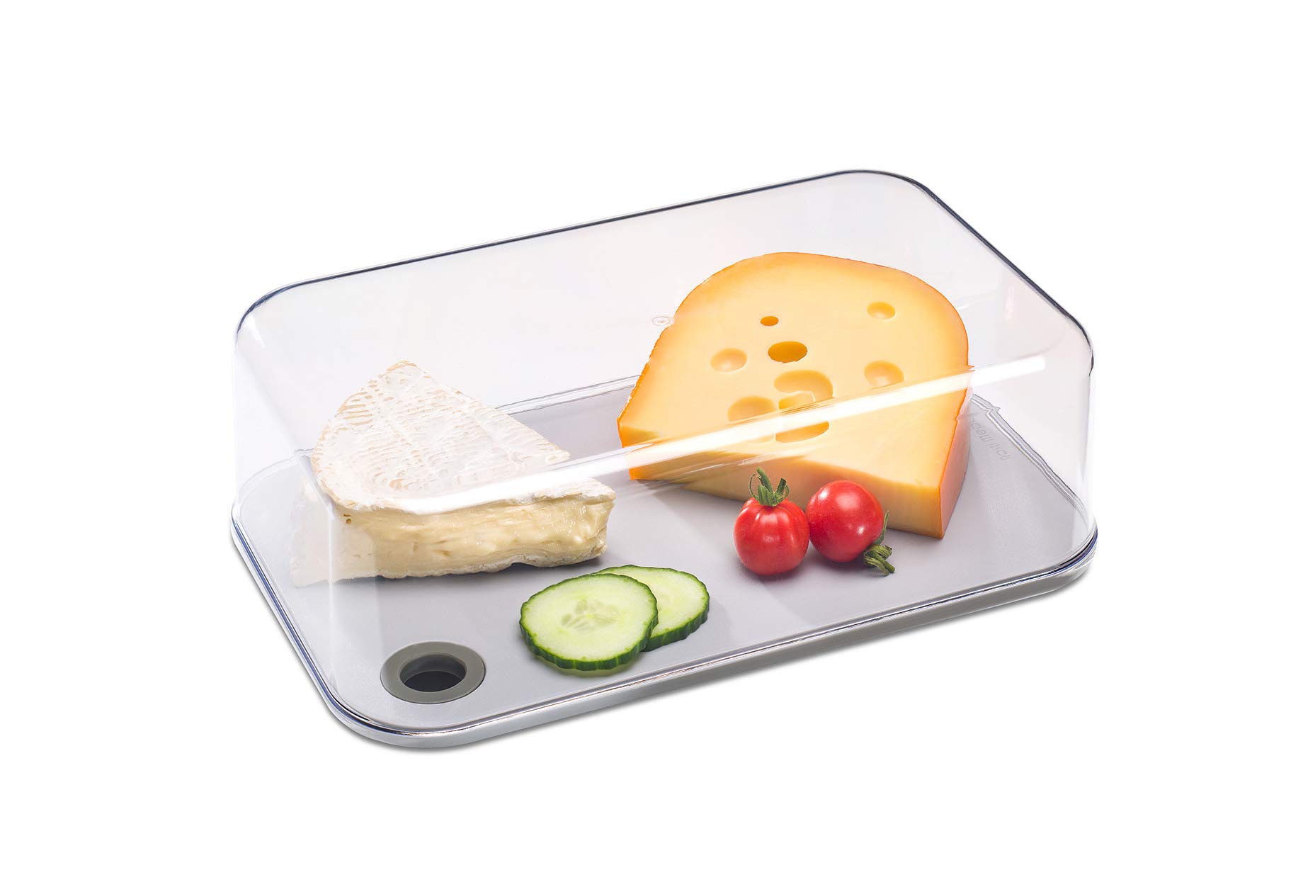 Mepal, MODULA Cheese Dome for Cheddar or Parmesan Including Transparent Dome and Cutting Board, Airtight, Portable, BPA Free, Holds 95 oz, 1 Count