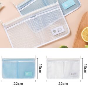 sherxibo Home Kitchen Organizer Mesh Bag (Blue) Refrigerator Inside Door Classification Storage Mesh Bag Refrigerator Hanging Storage Mesh Bag Kitchen Food Small Sundries Storage Mesh Bag 2 Pack