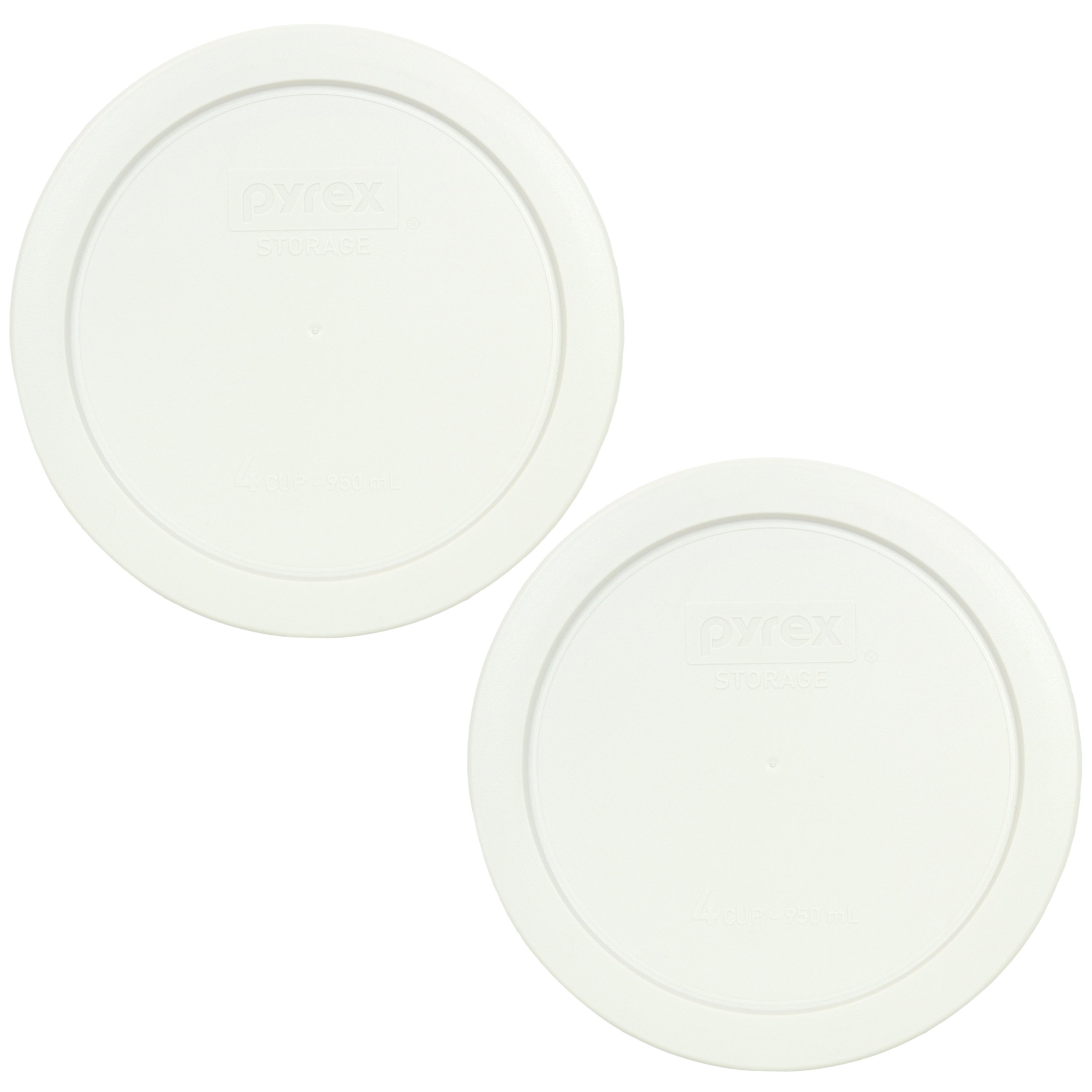 Pyrex 7201-PC 4-Cup White Round Plastic Food Storage Lid, Made in USA - 2 Pack