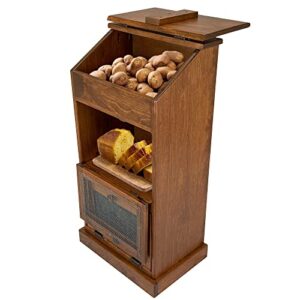 peaceful classics potato storage wood box, wooden bread storage bins, decorative potato and onion storage bin, potato bin w/grocery section, wooden vegetable storage w/lid for kitchen pantry, cherry