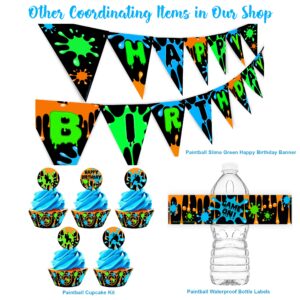 Paintball Cupcake Toppers and Cupcake Wrappers - 24 Cupcake Toppers and 24 Cupcake Wrappers - Paintball Party Decorations - Paintball Party Supplies - Airsoft Party Decorations - Cupcake