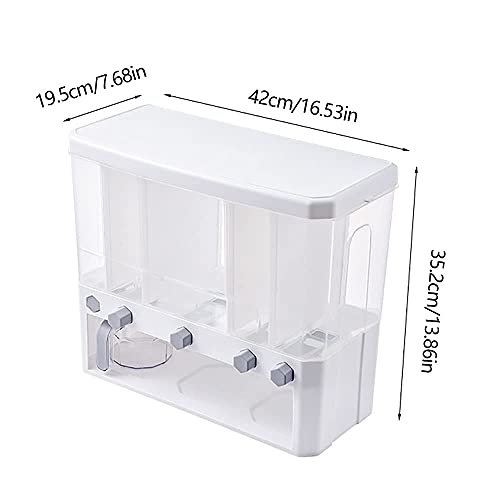 DYRABREST Multigrain Tank, Rice Storage Container, Cereal Dispensers with Cup and Lid, Dry Food Dispenser Cans Grains Container, Movable Detachable Partition